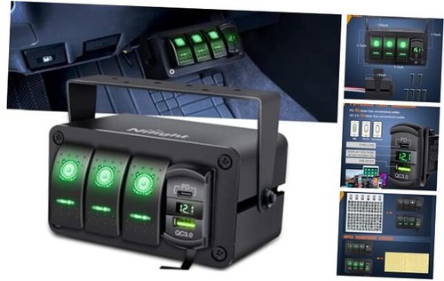 3 Gang Rocker Switch Box 12V SPST ON Off Toggle Switches PD Type C ...