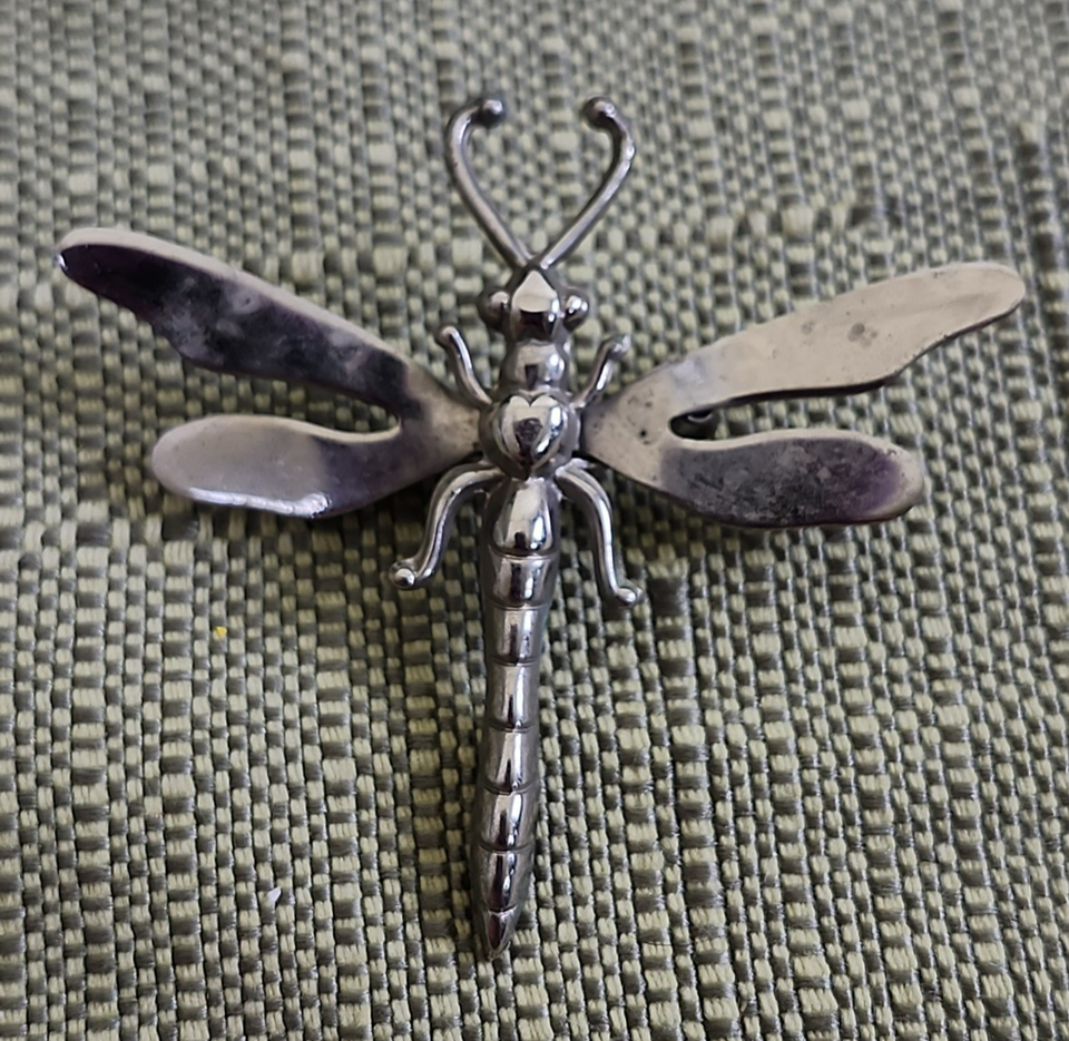 Vintage Silver Tone Metal Dragonfly Scarf Clip/Buckle, Retro Jewelry ...