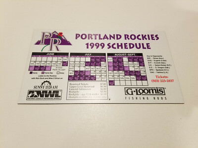 CM16 Portland Rockies 1999 Minor Baseball Magnet Schedule - G Loomis | eBay