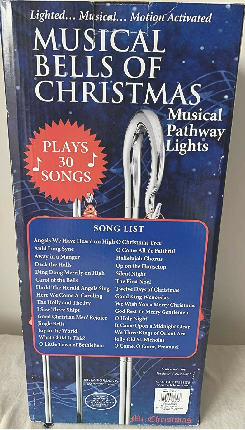NEW MR. CHRISTMAS 3 PK RED BELLS MUSICAL PATHWAY MARKERS, LIGHTS 30 ...