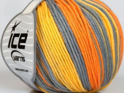 Orange Yellow Grey Lorena Batik DK Yarn 75312 Ice Yarns Cotton Acrylic ...