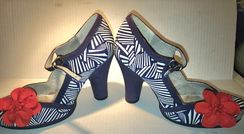 Ruby Shoo Mary Jane Heel Shoes Size US 5 Red Flower Ballroom Dance | eBay