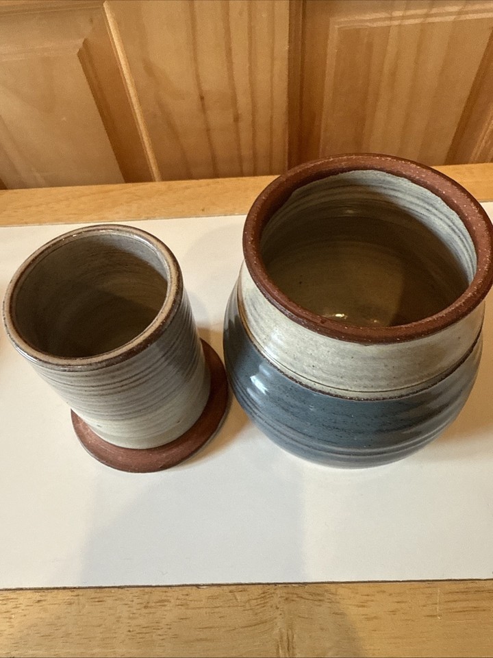 Studio Pottery Butter Bell Covered Butter Dish Crock Artist Signed Red ...