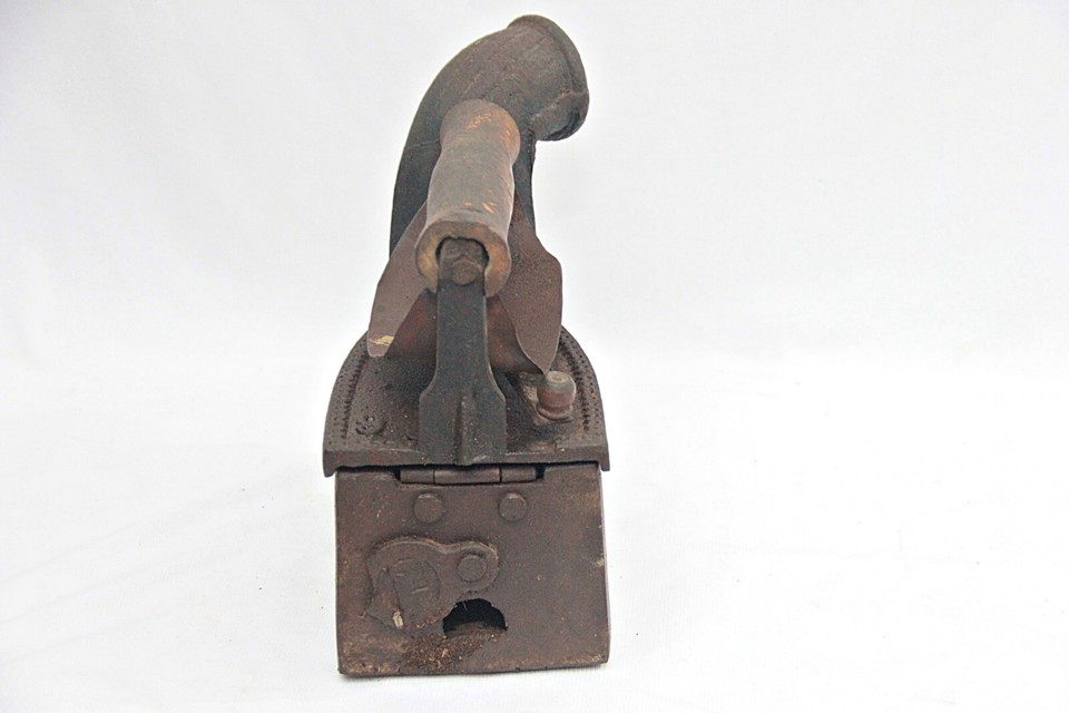 Rare Cast Iron Clothes Iron with Wooden Handle, Complete with Funnel ...