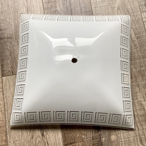 Vtg 50's Square Glass Shade Ceiling Light Fixture Cover Art Deco ...