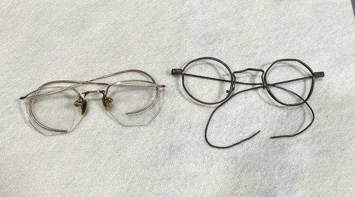 2 PAIR Vintage & Antique Wire Rimmed Spectacles Glasses Art Craft 1/10 ...