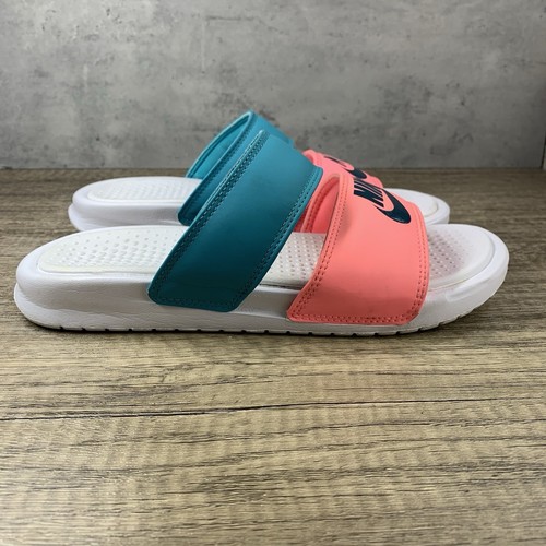 Nike~Women’s~“Benassi Duo”~Ultra White/Blue Sunset Pulses Slides~Size 7 ...