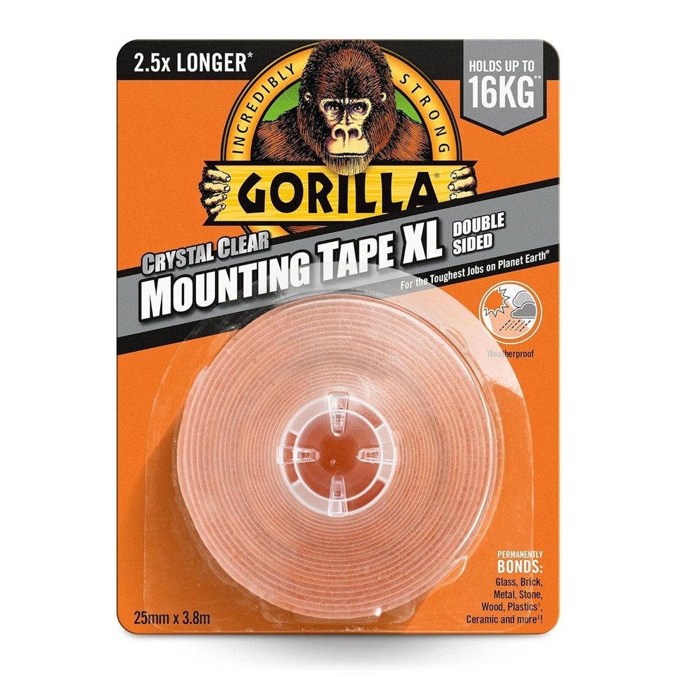 3.8m Clear Double-Sided Mounting Tape by Gorilla - Ultimate Adhesive ...
