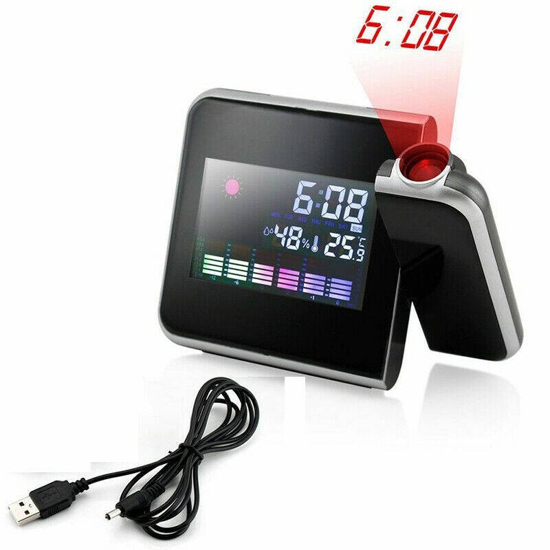 Projection Alarm Clock Weather Station Thermometer Temperature Humidity ...