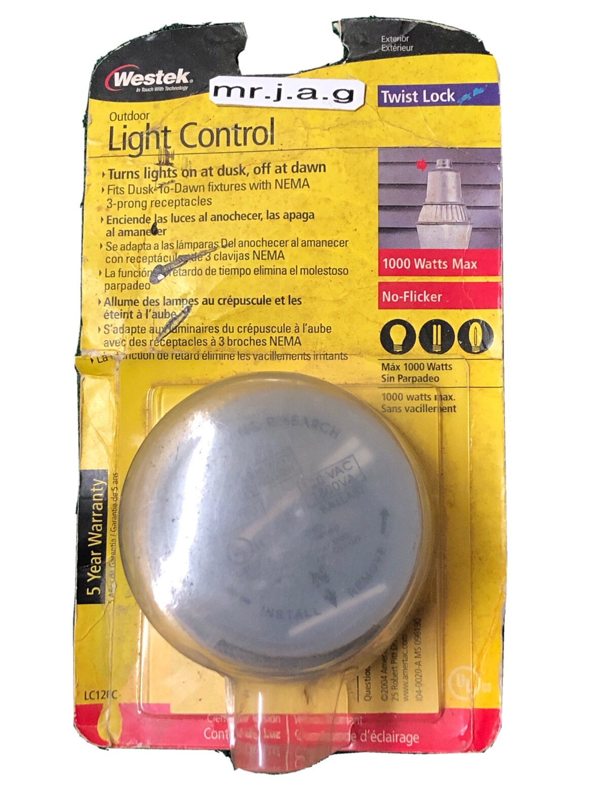 Westek Lc120bc 1000 Watt Twist Lock Outdoor Light Control for sale ...