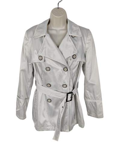 WOMENS JASPER CONRAN IVORY WHITE DOUBLE BREASTED TRENCH COAT JACKET ...