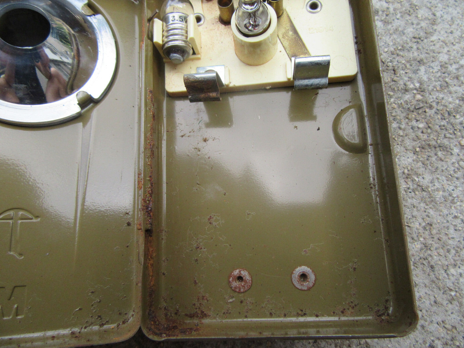 VTG OLD POST WW2 WWII SWISS ARMY SIGNAL POCKET FLASHLIGHT TORCH LAMP ...