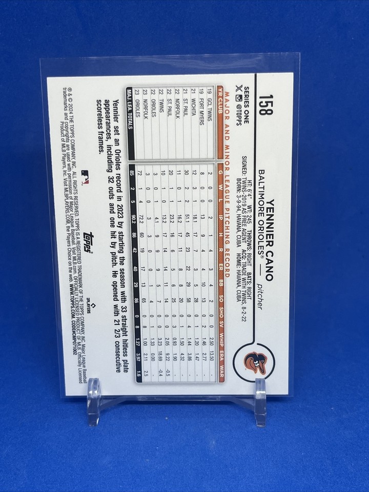 2024 Topps Series 1 Yennier Cano Rookie Cup #158 Baltimore Orioles | eBay