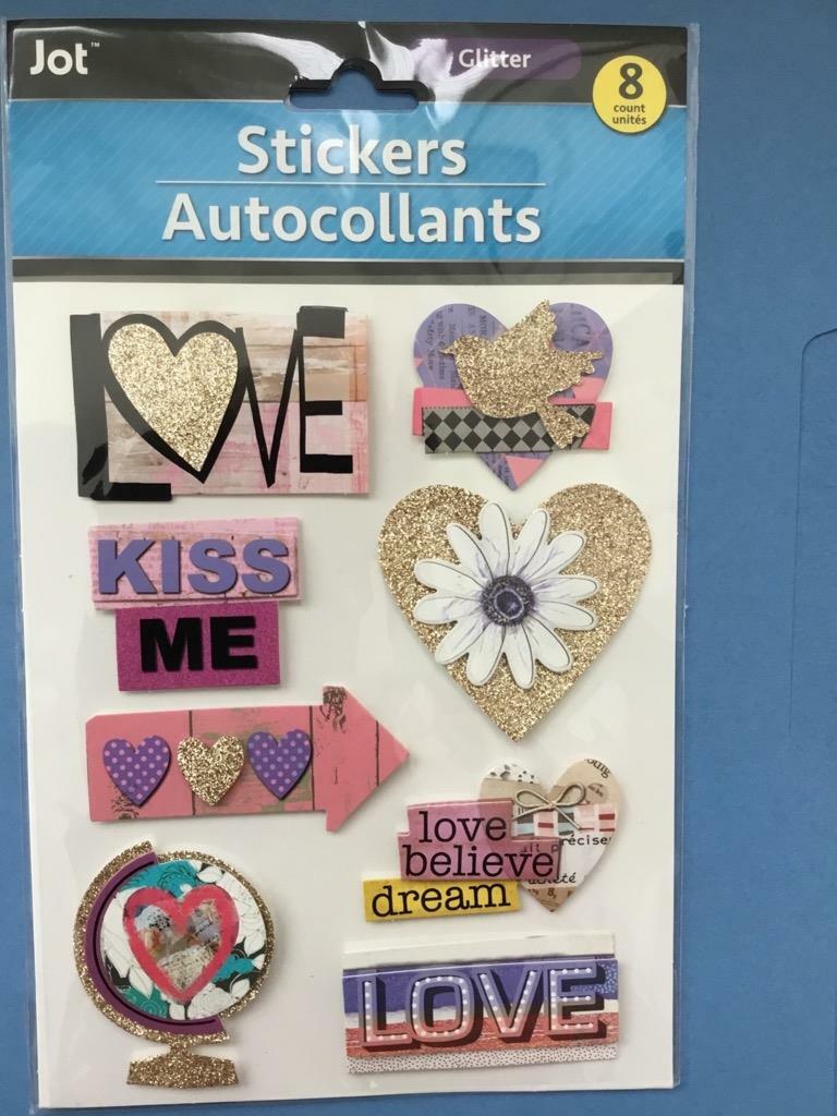 JOT LOVE THEME GLITTER STICKER SHEET (8 STICKERS) | eBay