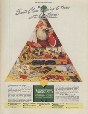 Santa Claus going to town with Monsanto Lustron ad 1946 Lionel Train ...
