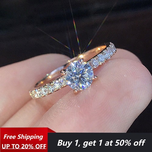 Luxury Women Zircon Ring Imitation Diamond Ring Wedding Engagement ...