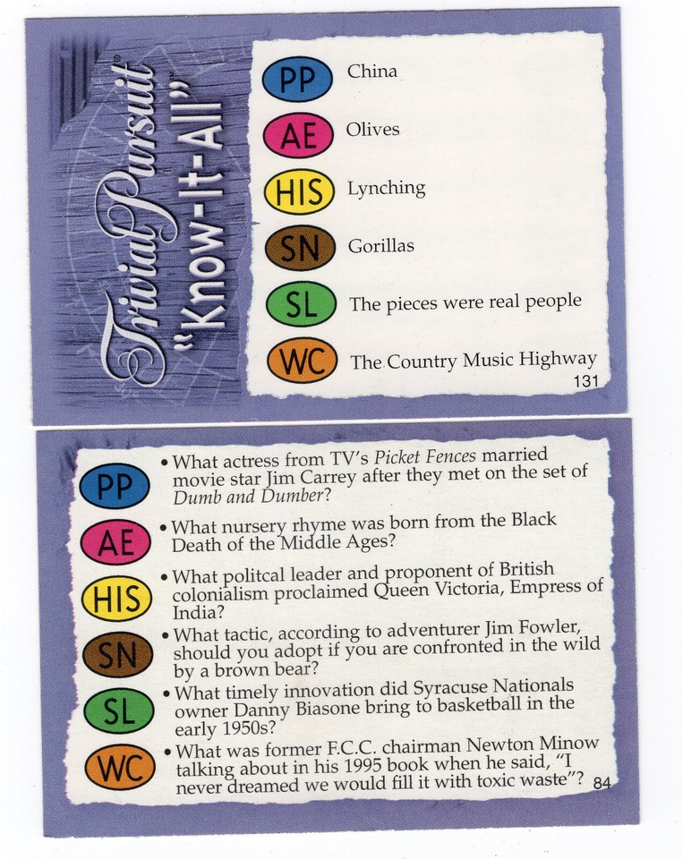 100 Trivial Pursuit Cards - You pick the edition! Genus and more! | eBay