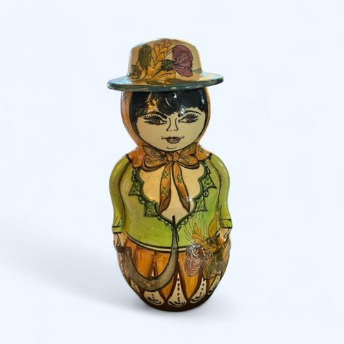 Portugal Pottery Folk Art Lady Pitcher Lid Hand Painted Tera Cotta Clay ...