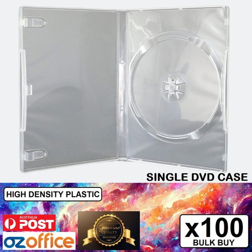 PREMIUM 100 x Single Clear DVD Case DVD Covers w/ Clear Outer Wrap 14mm ...
