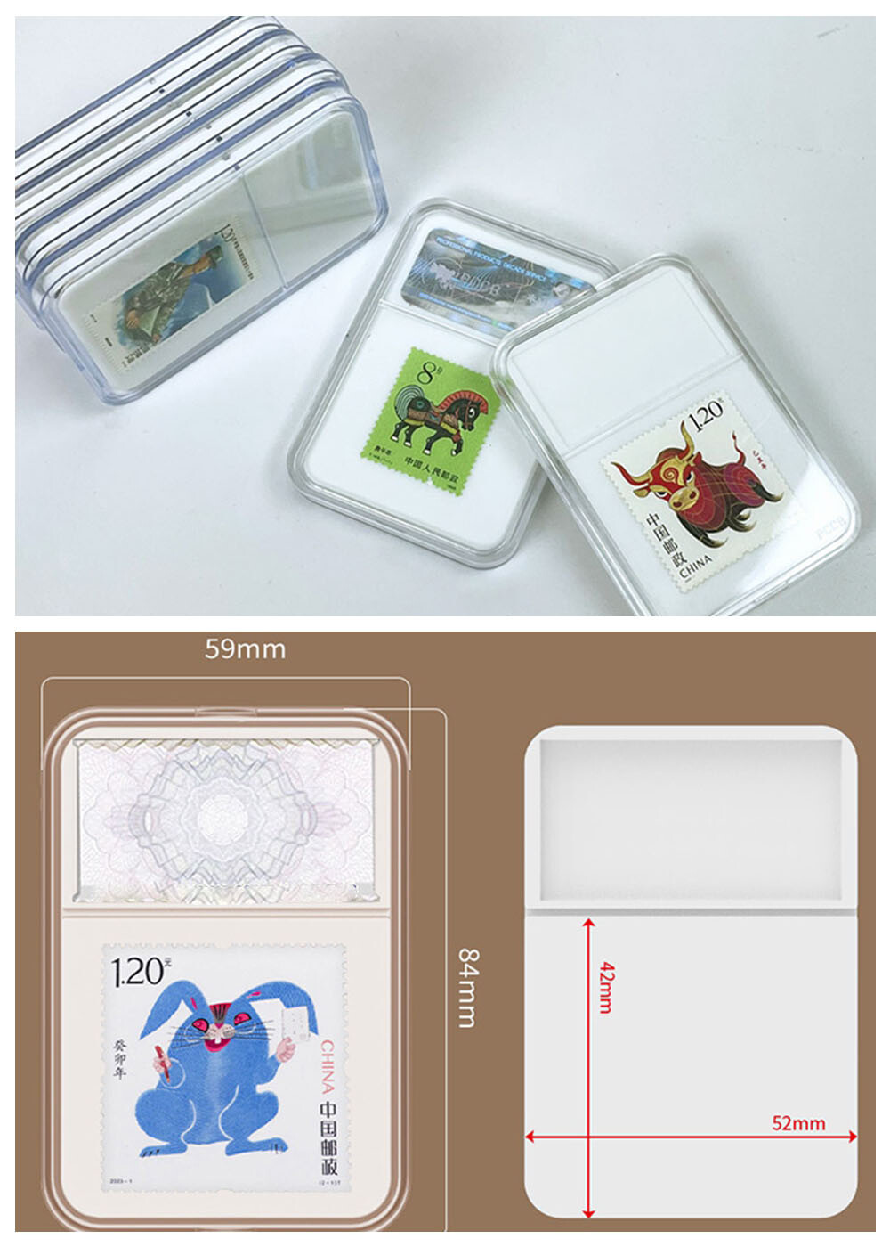 Professional Stamp Display Slab Collection Protection Box Holder High ...