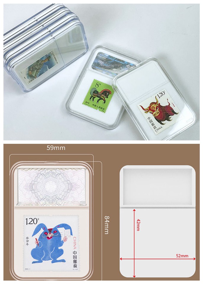 Professional Stamp Display Slab Collection Protection Box Holder High ...