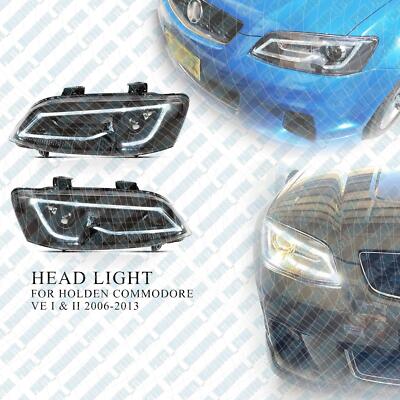 BLACK LED VE SERIES 2 SS SV6 VE HEADLIGHTS SEDAN WAGON UTE PAIR NEW DRL ...