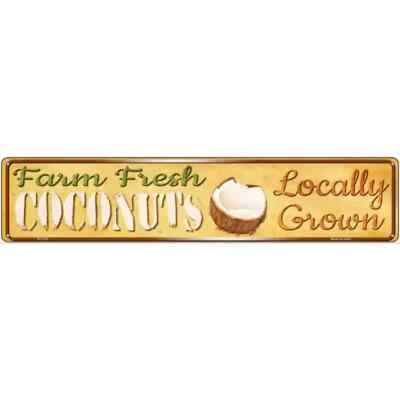 Farm Fresh Coconuts 3"x12" metal street sign plaque Home Door Garage ...