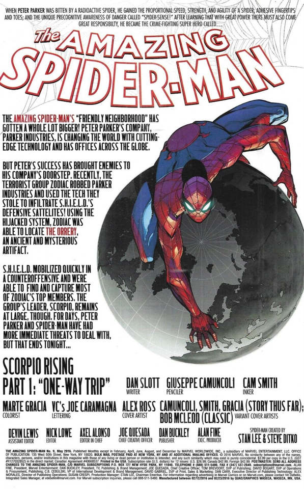 Amazing Spider-Man Comic 9 First Print Cover A Alex Ross 2016 Dan Slott ...