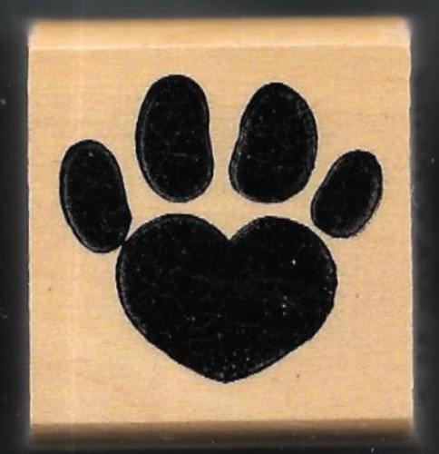 PAW PRINT HEART PAD Fur Friend Hous PET Animal GRAY CATS Wood Mount ...