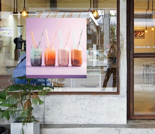 3D Bubble Tea G232 Pearl Tea Shop Window Stickers Vinyl Wall Mural ...
