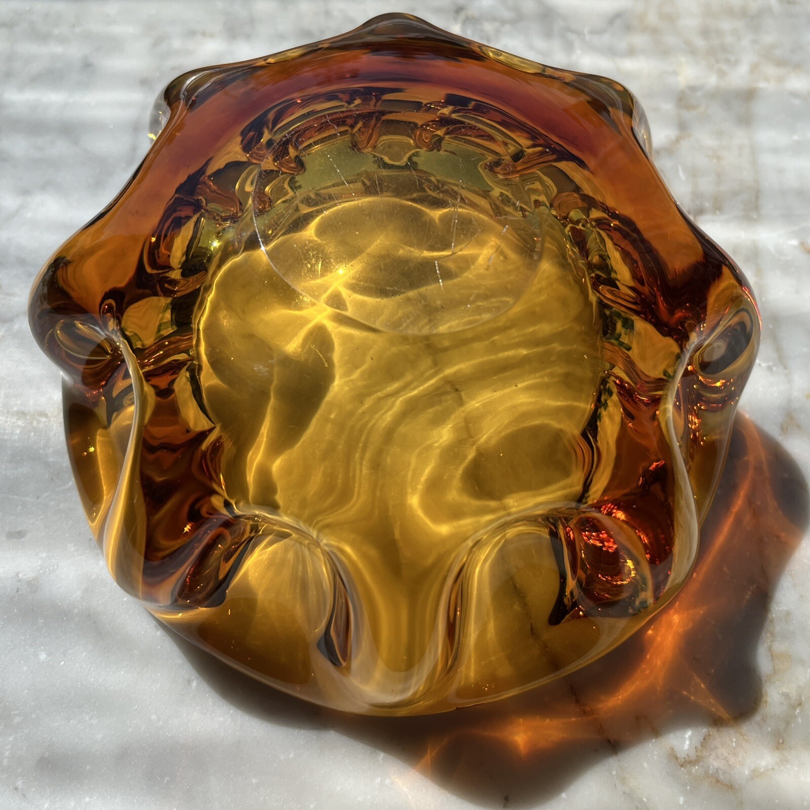 Vintage Alfredo Barbini Murano Italian Art Glass Decorative Bowl Vase ...