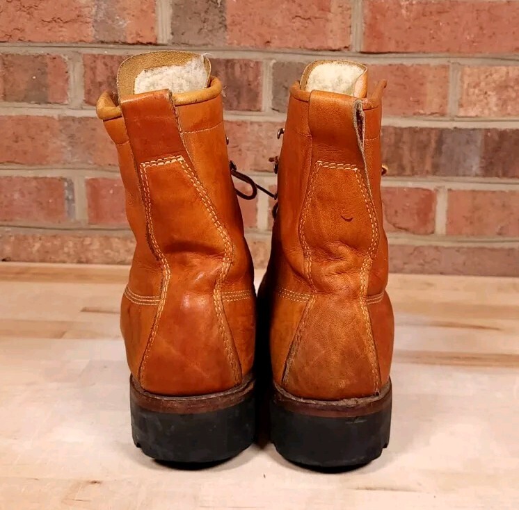 Vintage Boots Moc Toe Leather Work Vibram Roccia Triple Stitch Mens 8 E ...