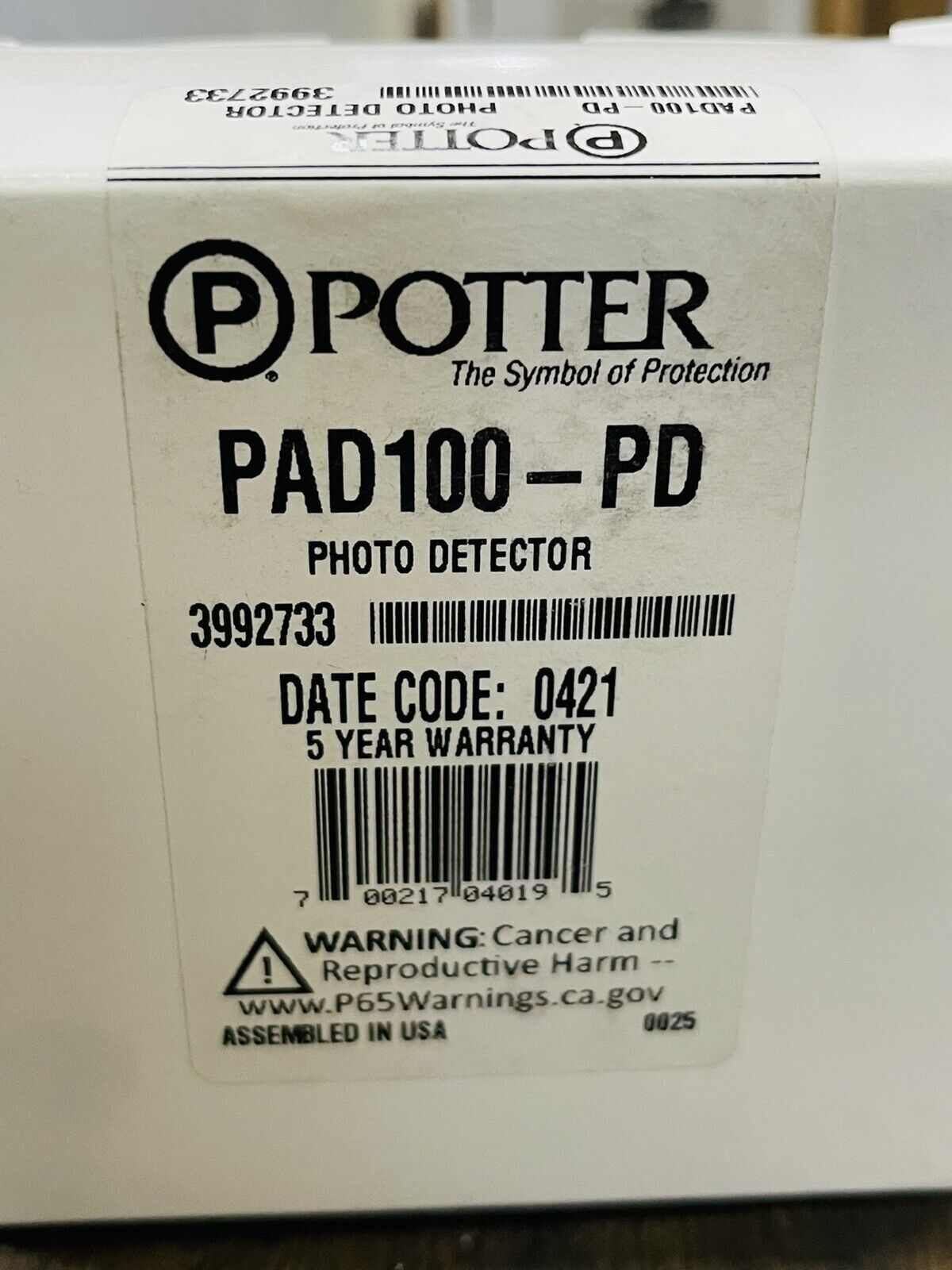 NEW POTTER PAD100-PD 3992733 DETECTOR HEAD (16 AVAILABLE, FREE SHIP'N ...