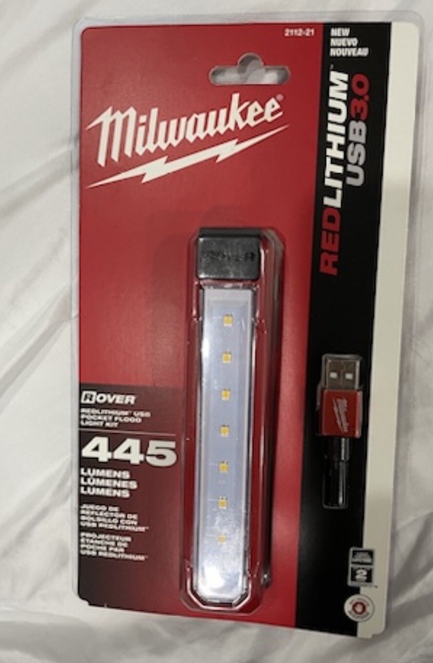 Milwaukee USB Rechargeable Rover Pocket Flood Light - Black/Red (2112 ...
