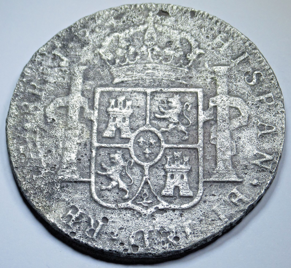 1807 Shipwreck Peru 8 Reales Genuine 1800's Spanish Dollar Colonial ...