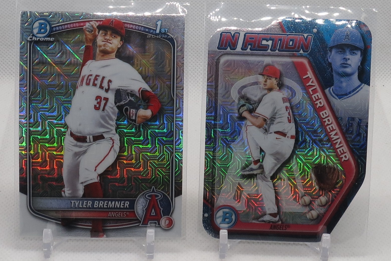 2025 Bowman Draft 1st Tyler Bremner In Action Mojo Die-Cut and base ...