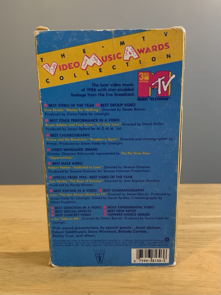 3rd Annual MTV Video Music Awards Collection VHS 1986 Prince Dire ...