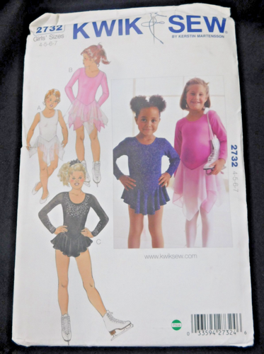 Kwik Sew 2732 Girls' Leotards, for Figure Skating or Gymnastics. 4-5-6 ...