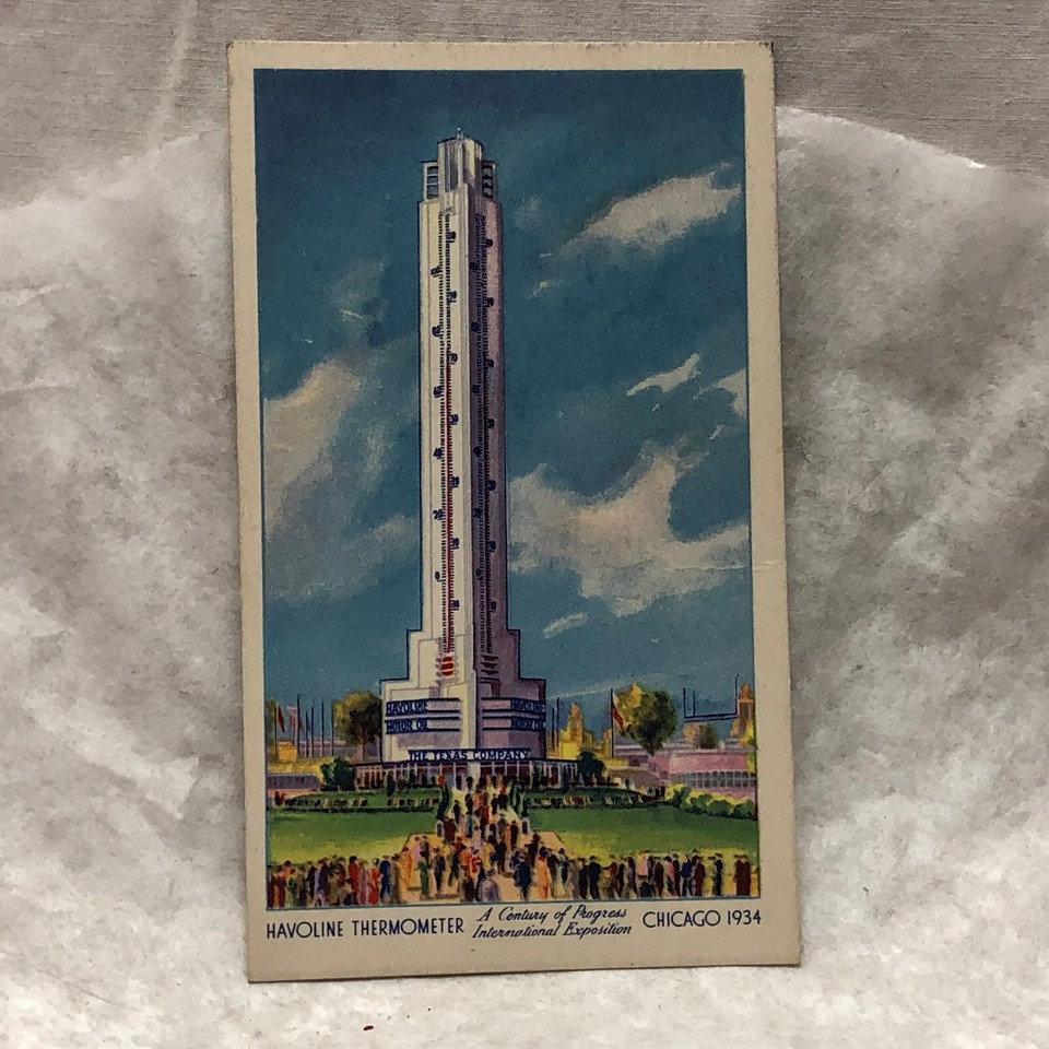 Vintage Chicago World's Fair 1933 Postcard Havoline Thermometer Not ...