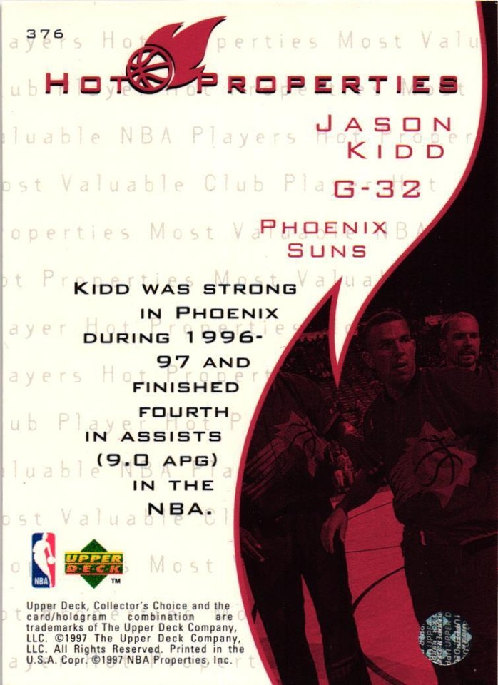 1997 Collector's Choice 376 Jason Kidd Phoenix Suns Basketball Card | eBay