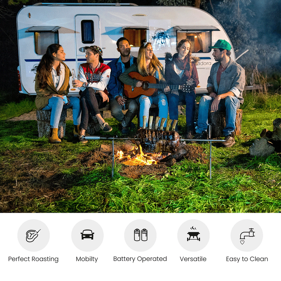 LB Spinner Pro Portable Battery Operated BBQ Spinner Rotisserie Grill ...