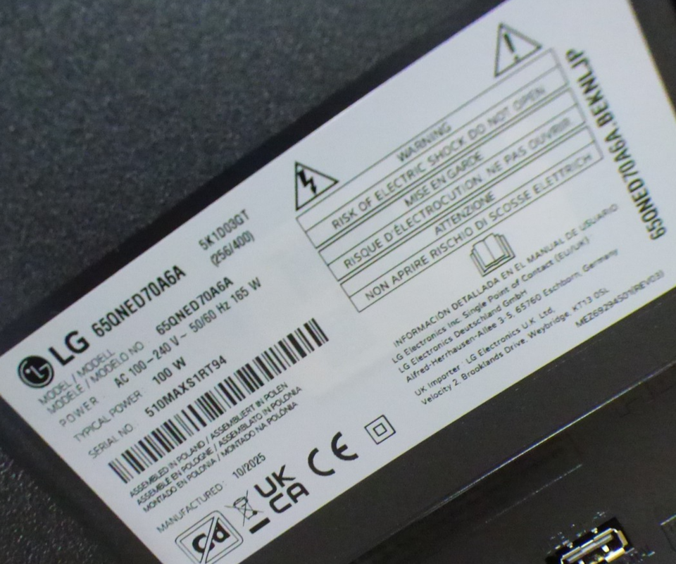 *DAMAGED SCREEN* LG 65QNED70A6A 65" QNED 4K Ultra HD Smart TV (SRP £599 ...