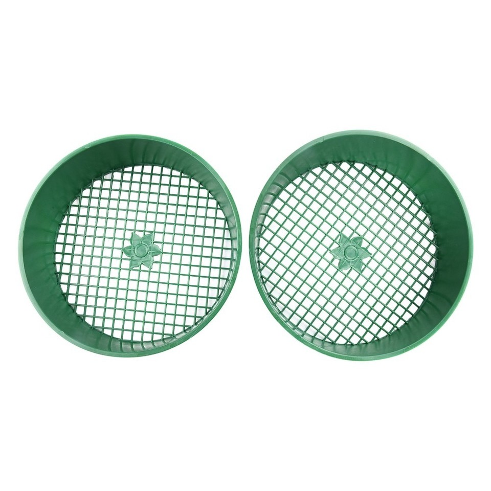 2pcs Plastic Round Garden Sieve Riddle For Compost & Soil Sifter Mesh ...
