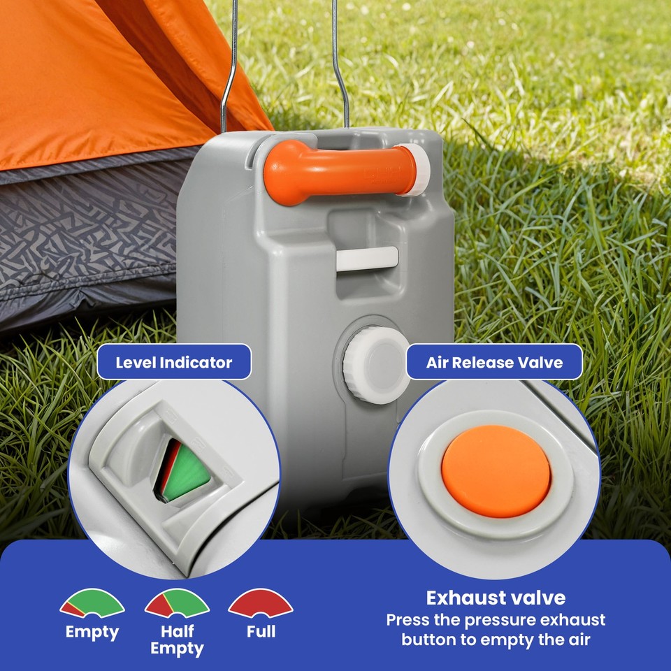 25L Portable RV Waste Holding Tank 6.6 GAL Sewer Dump Container for ...