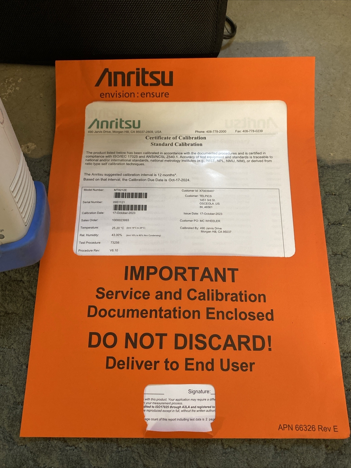 Anritsu MT8212E Cell Master Base Station Analyzer Ma24104a POWERSENSOR ...