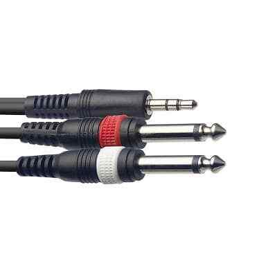 Premium Quality 3.5mm Mini Stereo Jack to 2x 1/4" 6.35mm Mono Male Jack ...