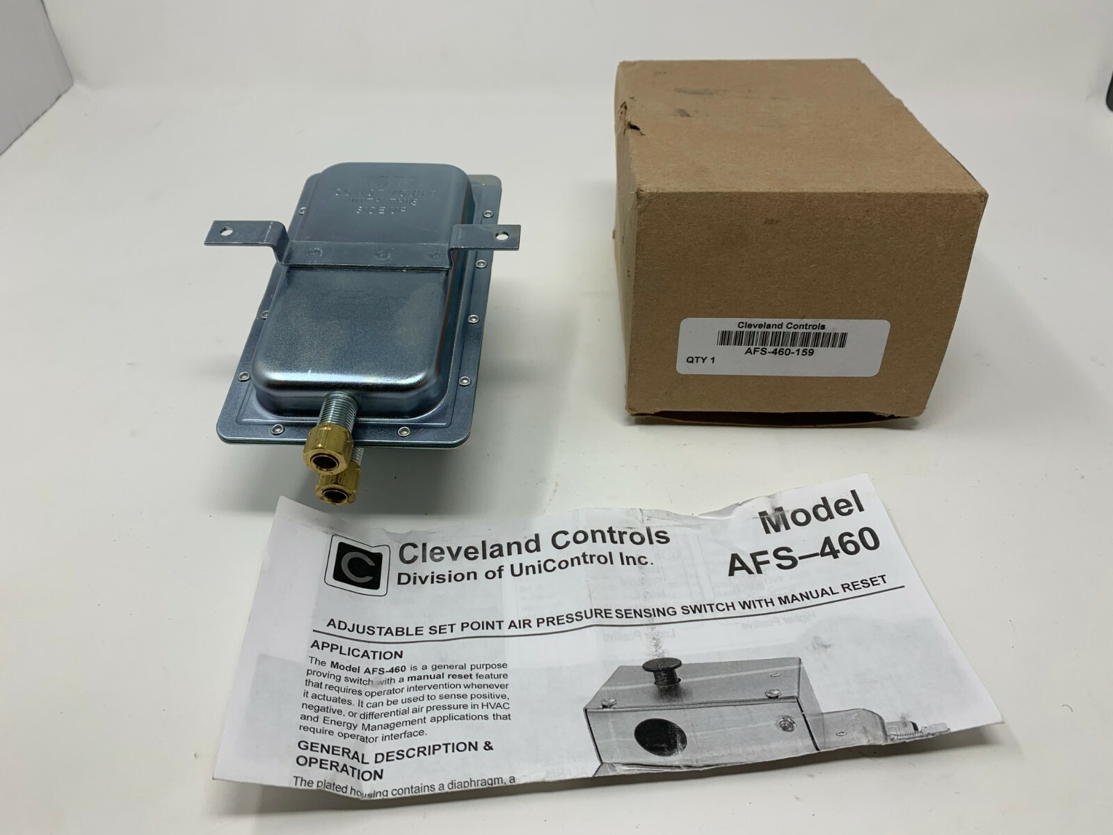 Cleveland Controls AFS-460-159 Pressure 0.4-12In SPST Switch W/ Manual ...