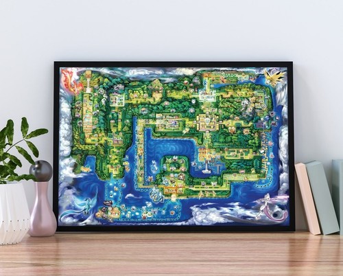 Pokemon , Kanto Map Fun Gaming Retro reprint Poster | eBay