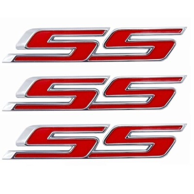 3= PREMIUM Red SS Badge Fender Emblem Decal Fit for Chevy Camaro Impala ...