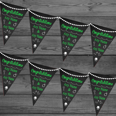 Chalkboard Congratulations Black White & Green Personalised Wedding ...